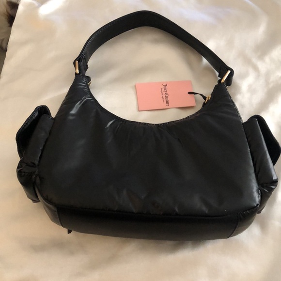 Juicy Couture | Bags | Juicy Couture Liquorice Black Nylon Timeless Hobo Shoulder Puffy Bag Nwt ...